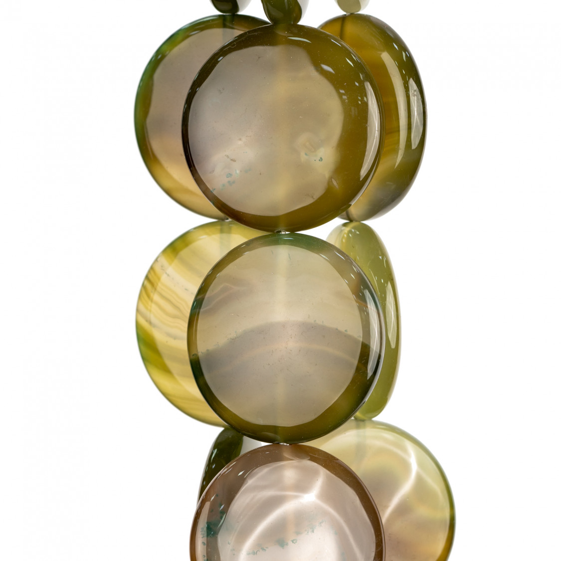 Ágata Verde Redonda Lisa Plana 40mm Luz Verde Degradada