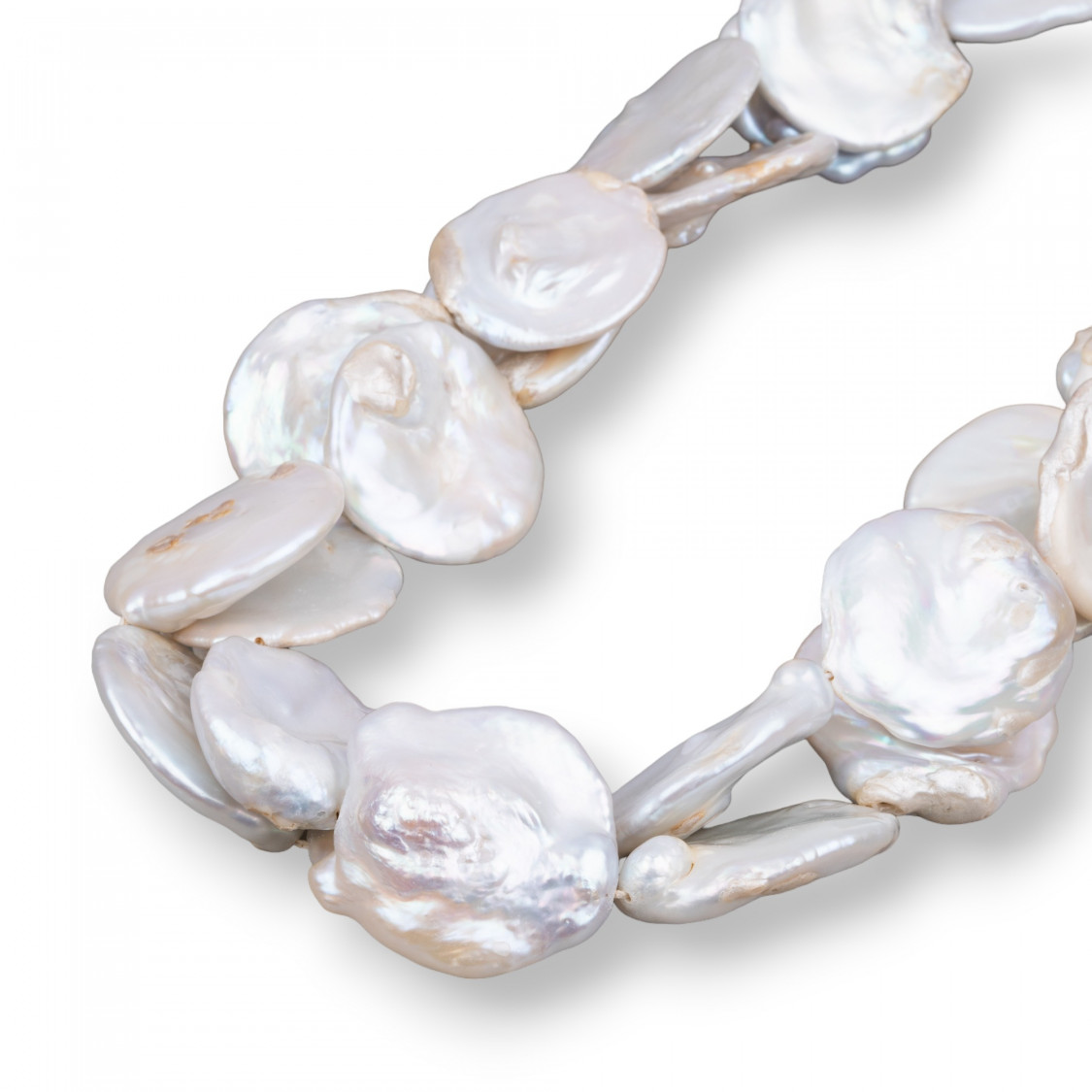 Perle Di Fiume Barocche Tonde Piatte Bianco (AEJ) 70-80gr