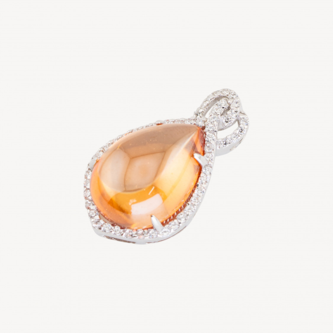 Pendente Di Argento 925 Made in ITALY Goccia Champagne con Zirconi ...